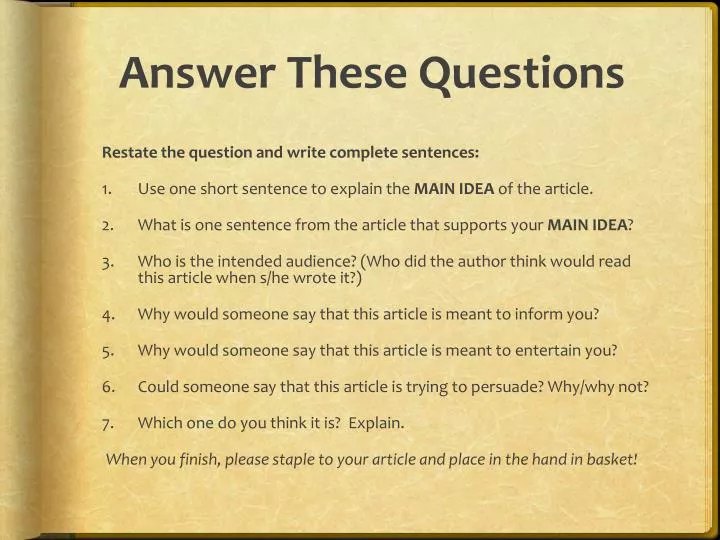 PPT - Answer These Questions PowerPoint Presentation, free download ...
