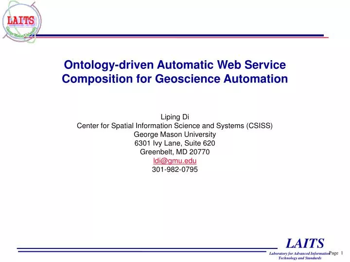 PPT - Ontology-driven Automatic Web Service Composition for Geoscience Automation PowerPoint ...