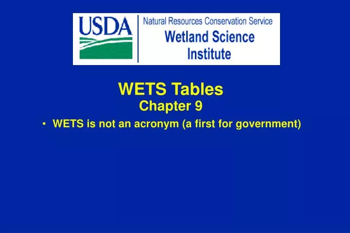 PPT - WETS Tables Chapter 9 PowerPoint Presentation, free download - ID ...