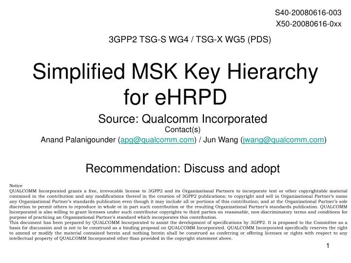 PPT - Simplified MSK Key Hierarchy for eHRPD PowerPoint Presentation ...