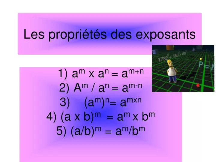 PPT - Les propriétés des exposants PowerPoint Presentation, free ...