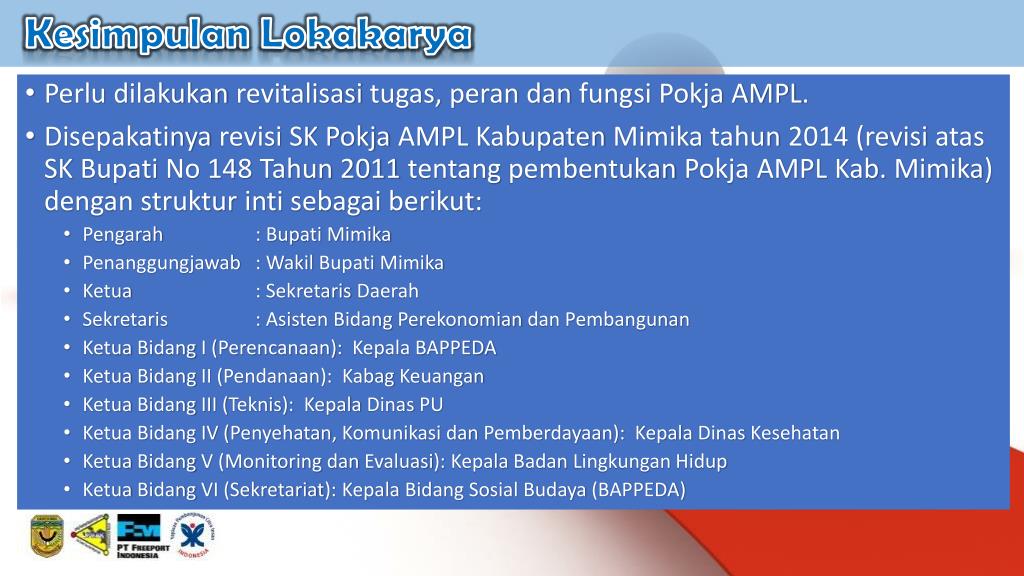 PPT - Selamat Datang pada Lokakarya Penguatan Pokja AMPL Kab . Mimika ...