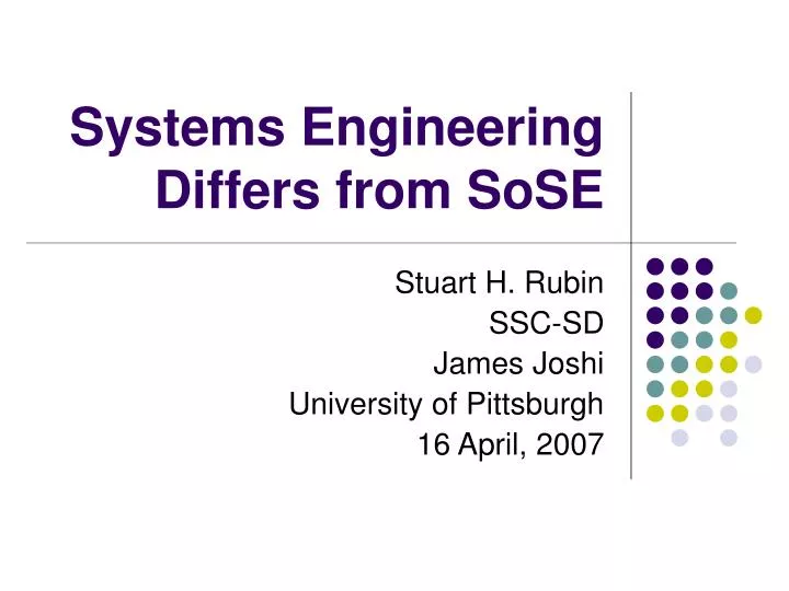 PPT - Systems Engineering Differs from SoSE PowerPoint Presentation ...