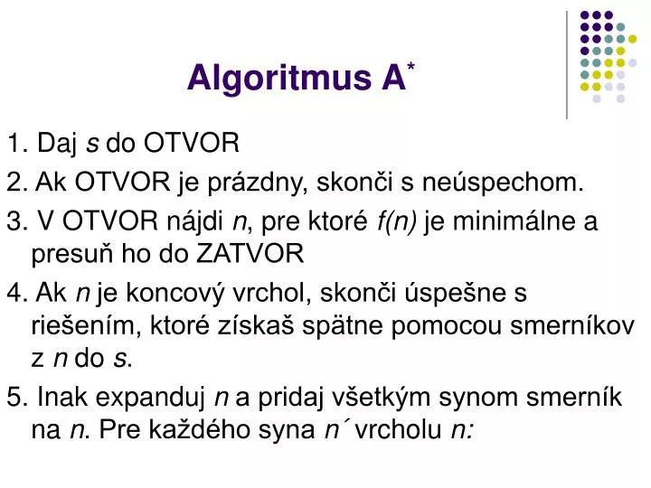 PPT - Algoritmus A * PowerPoint Presentation, free download - ID:3844278