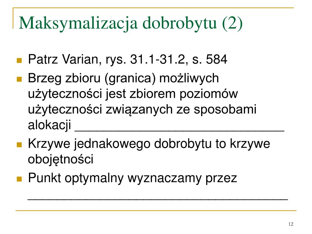 PPT - Prawo Walrasa i ekonomia dobrobytu Varian 29. 6 -29. 8 oraz 31 ...