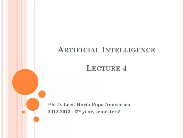 PPT - Artificial Intelligence Lecture 4 PowerPoint Presentation, free ...