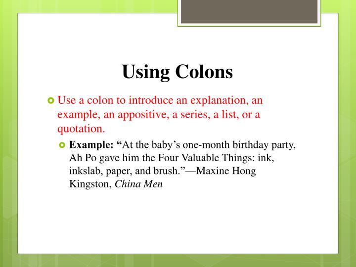 PPT - Mechanics: Semicolons, Colons, & Hyphens PowerPoint Presentation ...