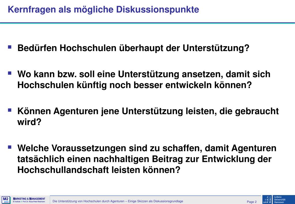 PPT - Die Unterstützung der Hochschulen durch Agenturen PowerPoint ...