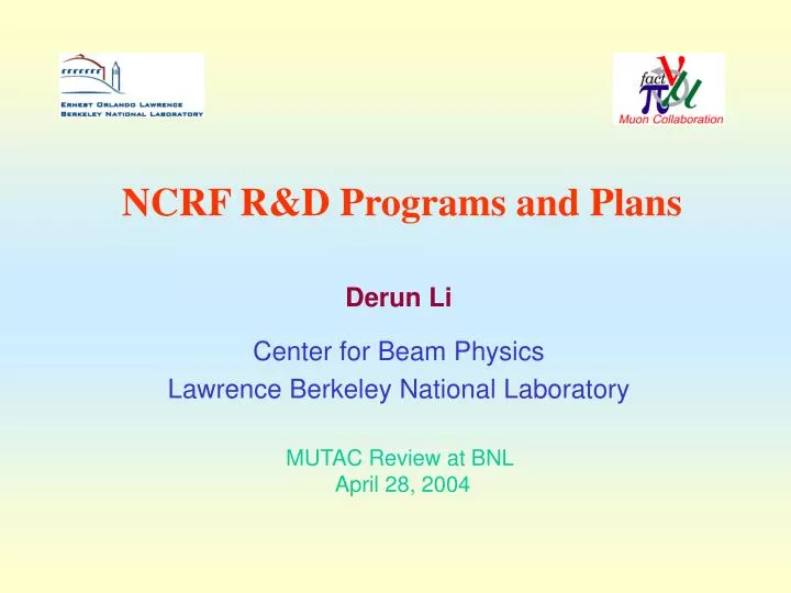 PPT - NCRF R&D Programs and Plans PowerPoint Presentation, free ...