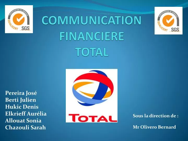 PPT - COMMUNICATION FINANCIERE TOTAL PowerPoint Presentation, free ...