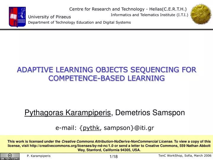 PPT - ADAPTIVE LEARNING OBJECTS SEQUENCING FOR COMPETENCE-BASED LEARNING PowerPoint Presentation ...