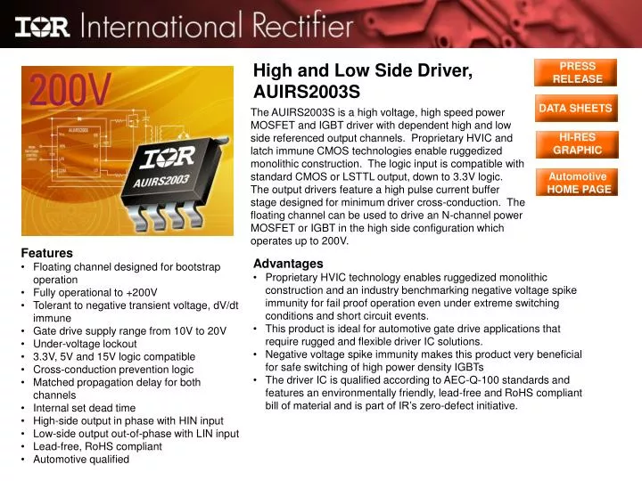 PPT - High and Low Side Driver, AUIRS2003S PowerPoint Presentation ...