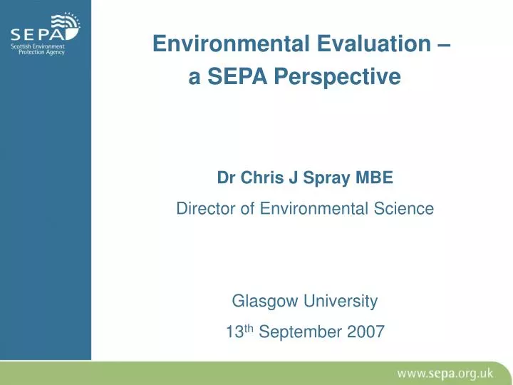 PPT - Environmental Evaluation – a SEPA Perspective PowerPoint ...