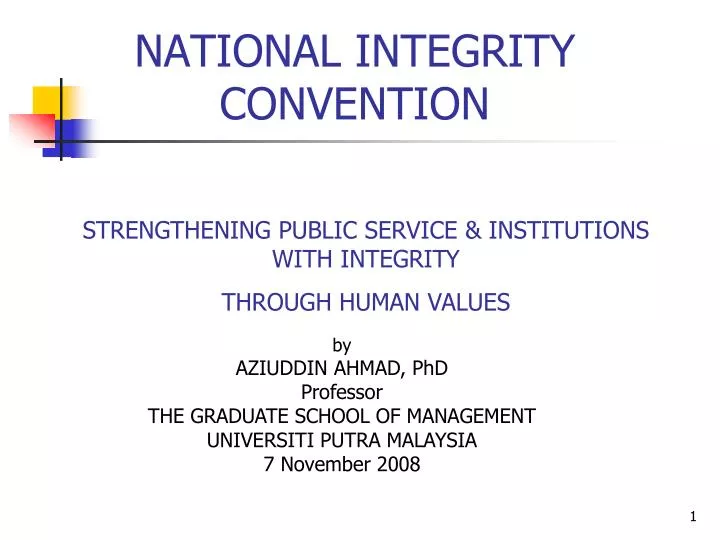 PPT - NATIONAL INTEGRITY CONVENTION PowerPoint Presentation, free ...