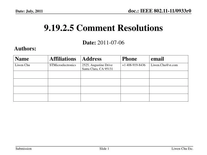 PPT - 9.19.2.5 Comment Resolutions PowerPoint Presentation, free ...