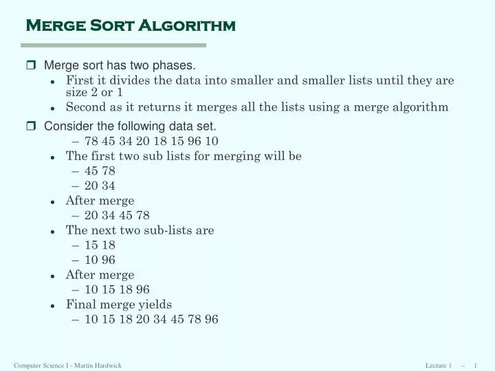 PPT - Merge Sort Algorithm PowerPoint Presentation, free download - ID ...