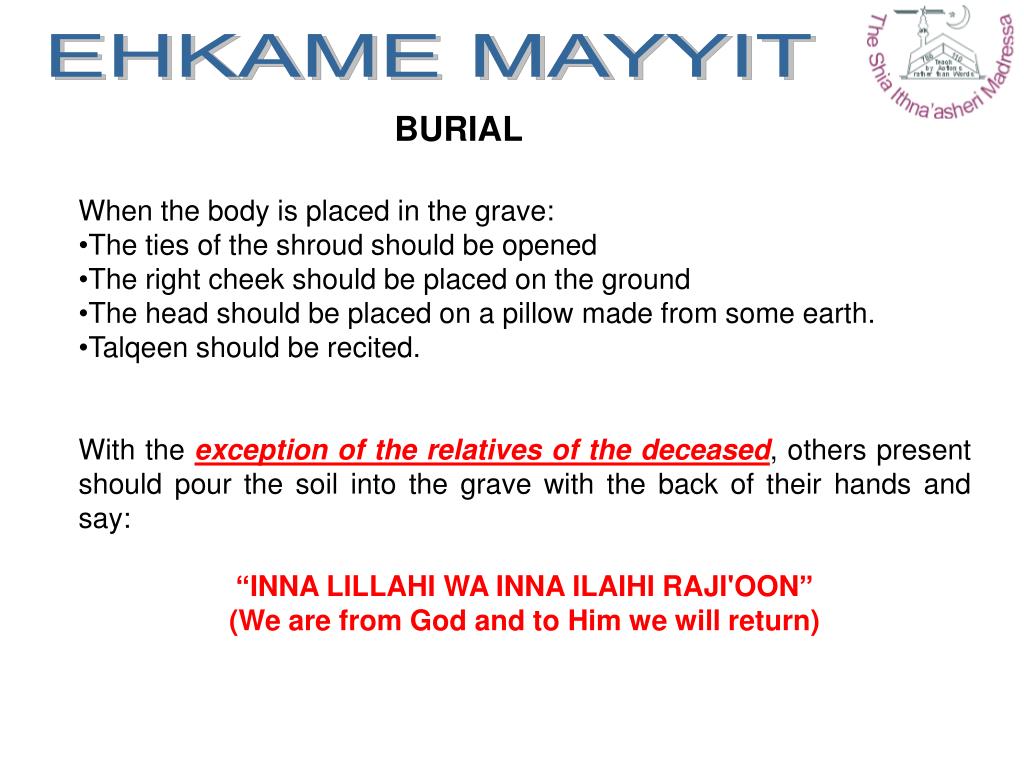 PPT - It is Wajib to pray Salaate Mayyit for a dead Muslim who is 6 ...