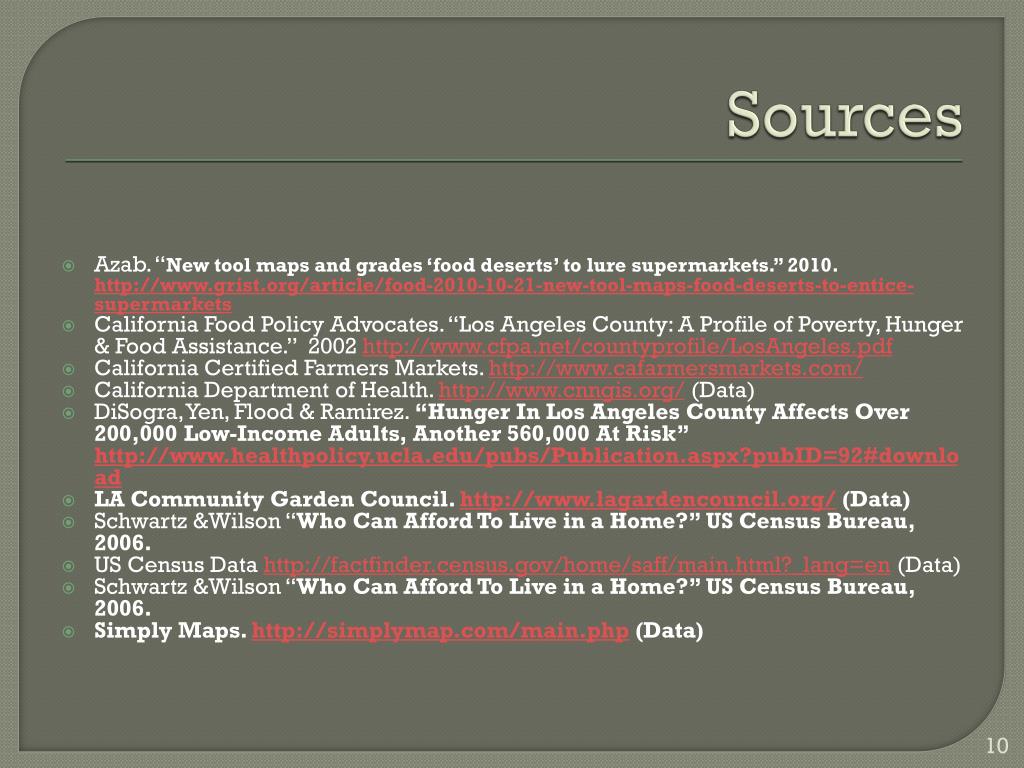 PPT - Fresh Food in LA: Mapping poverty and food sources in Los Angeles ...