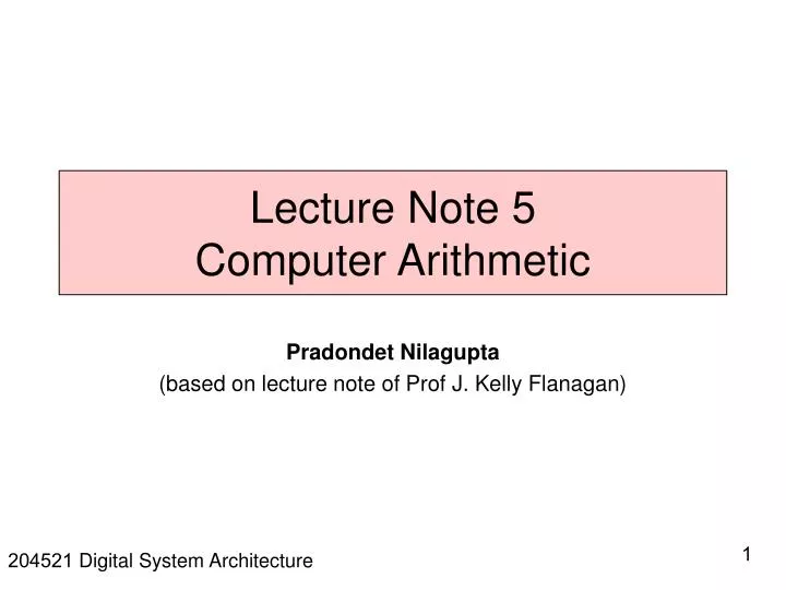 Ppt Lecture Note 5 Computer Arithmetic Powerpoint Presentation Free 3908
