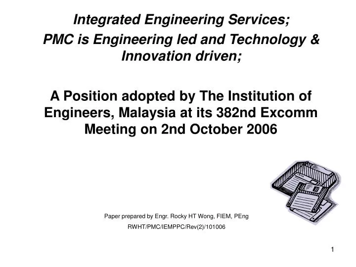PPT - Integrated Engineering Services; PMC is Engineering led and ...