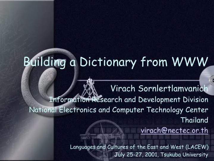 PPT - Building a Dictionary from WWW PowerPoint Presentation, free ...