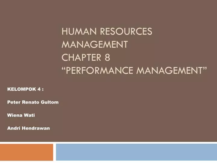 PPT - Human Resources Management Chapter 8 “Performance Management” PowerPoint Presentation - ID ...