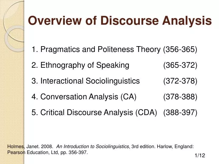 PPT Overview Of Discourse Analysis PowerPoint Presentation ID 3879731
