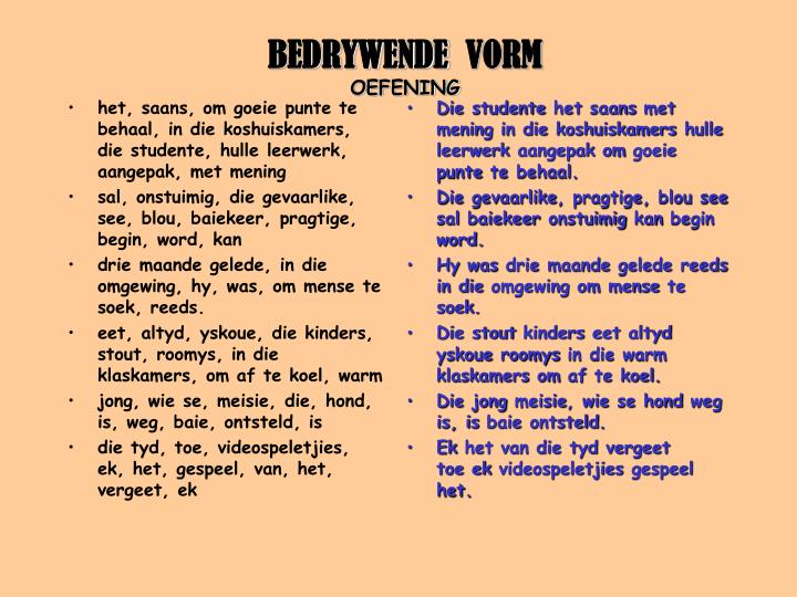 PPT - BEDRYWENDE EN LYDENDE VORM PowerPoint Presentation - ID:3881896