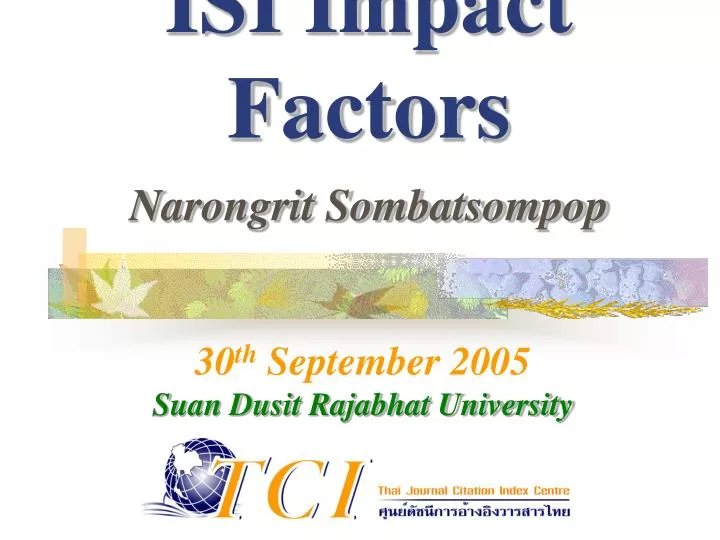 PPT - ISI Impact Factors PowerPoint Presentation, free download - ID ...
