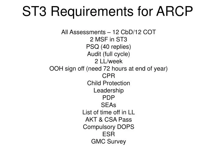 PPT - ST3 Requirements for ARCP PowerPoint Presentation, free download ...