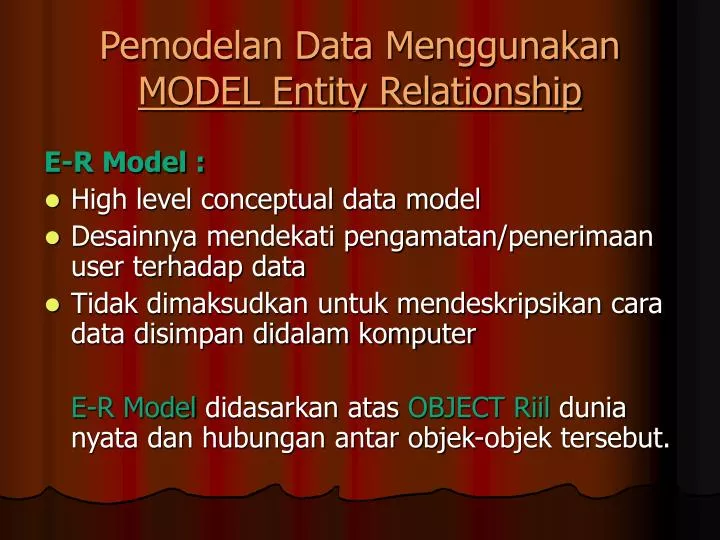 PPT - Pemodelan Data Menggunakan MODEL Entity Relationship PowerPoint Presentation - ID:3883562