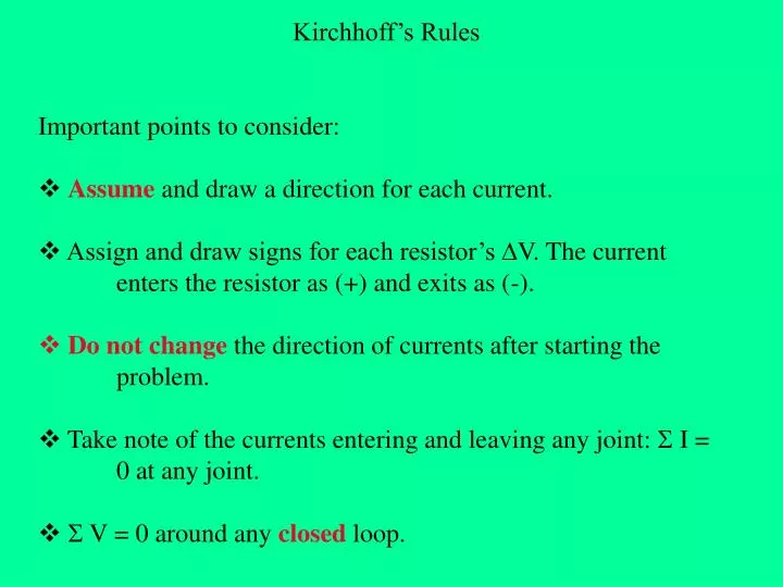 PPT - Kirchhoff’s Rules PowerPoint Presentation, free download - ID:3884318
