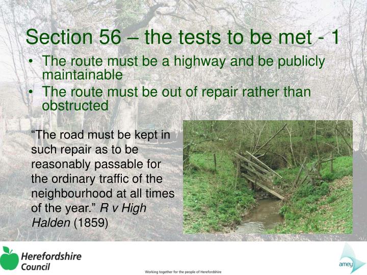 PPT - Sections 56 &130A Highways Act 1980 PowerPoint Presentation - ID ...