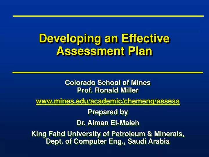 PPT - Developing an Effective Assessment Plan PowerPoint Presentation ...