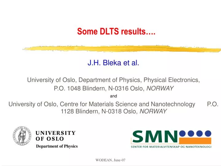 PPT - Some DLTS results…. PowerPoint Presentation, free download - ID ...