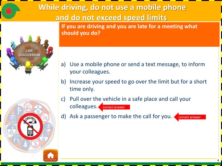 PPT - While driving, do not use a mobile phone and do not exceed speed ...
