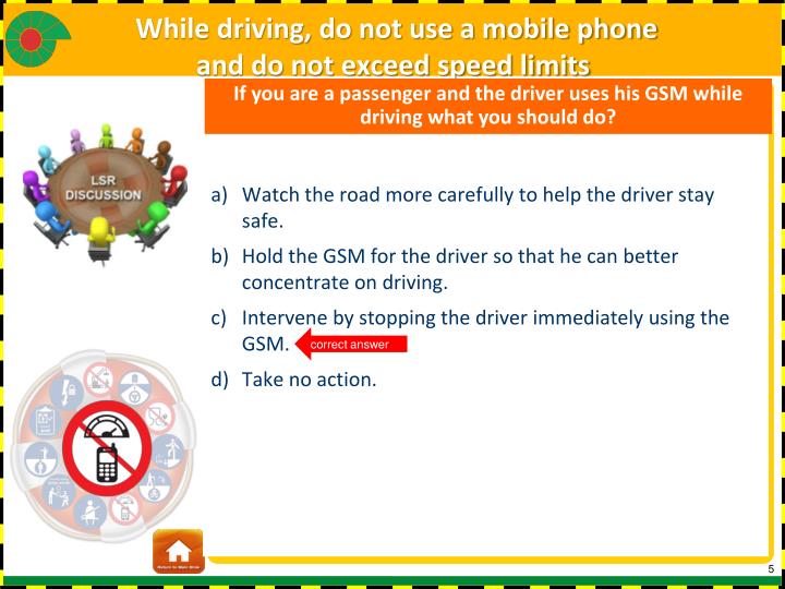 PPT - While driving, do not use a mobile phone and do not exceed speed ...
