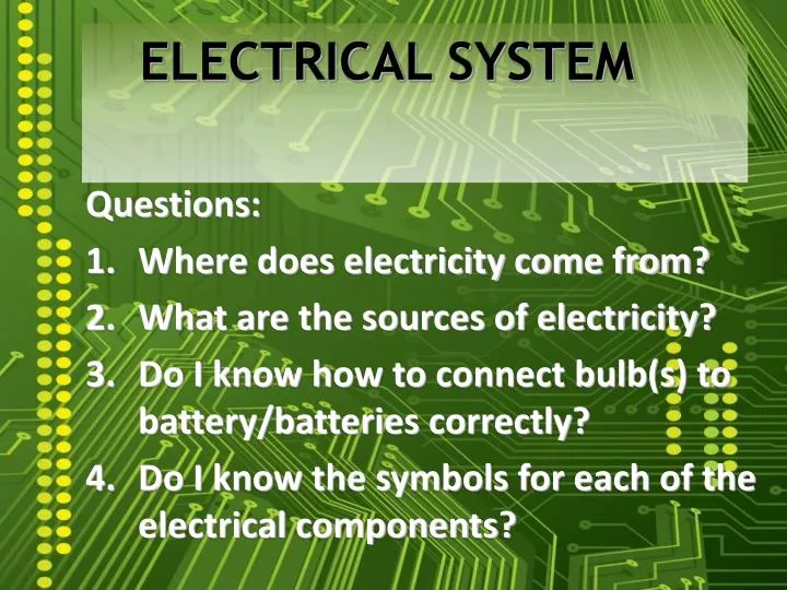 PPT - ELECTRICAL SYSTEM PowerPoint Presentation, free download - ID:3889132