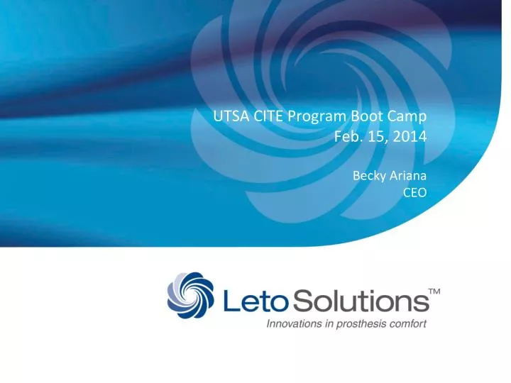 PPT - UTSA CITE Program Boot Camp Feb. 15, 2014 Becky Ariana CEO ...