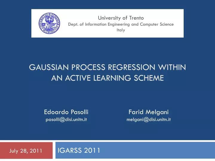 PPT - GAUSSIAN PROCESS REGRESSION WITHIN AN ACTIVE LEARNING SCHEME PowerPoint Presentation - ID ...