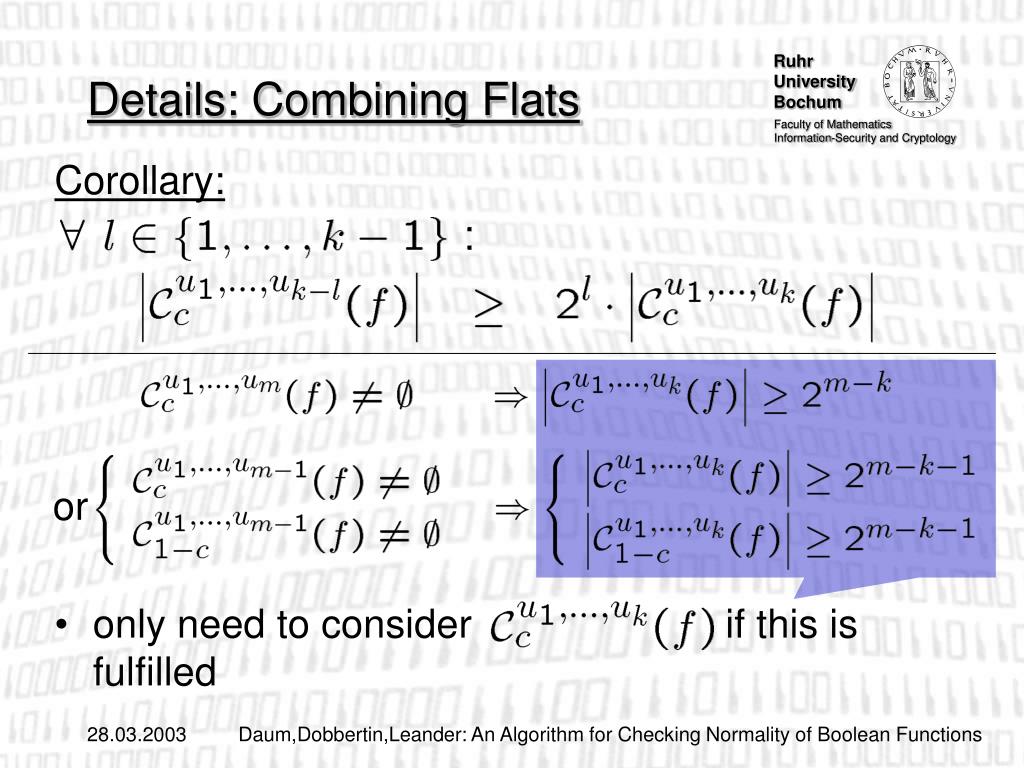 Ppt An Algorithm For Checking Normality Of Boolean Functions