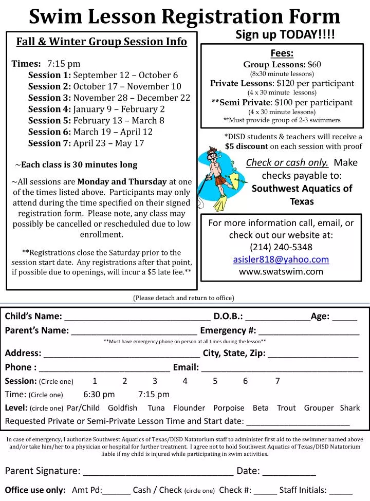 PPT - Swim Lesson Registration Form PowerPoint Presentation, free ...