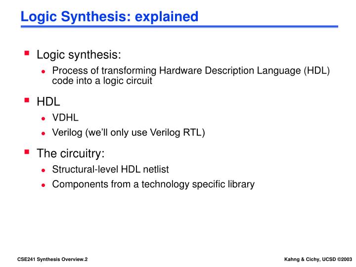 PPT - CSE241A VLSI Digital Circuits Winter 2003 Recitation 3: Synthesis PowerPoint Presentation ...