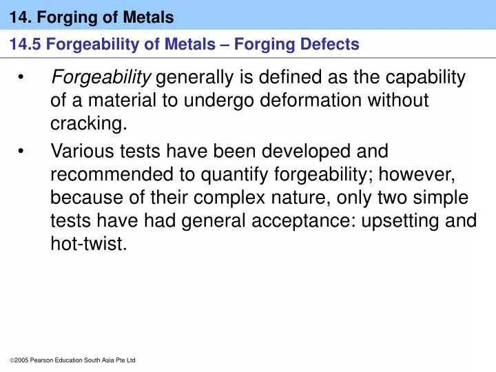 PPT - 14.5 Forgeability of Metals – Forging Defects PowerPoint ...