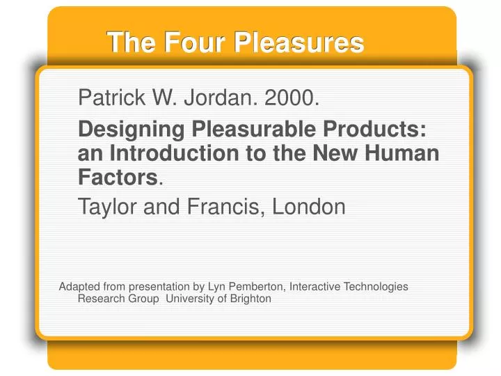 PPT - The Four Pleasures PowerPoint Presentation, free download - ID ...