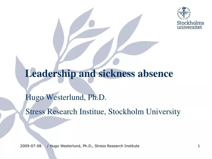 PPT - Leadership and sickness absence PowerPoint Presentation, free ...