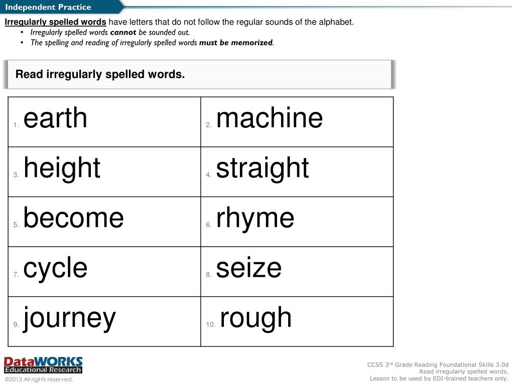 PPT We Will Read Irregularly Spelled Words PowerPoint Presentation PPT We Will Read Irregularly Spelled Words PowerPoint Presentation