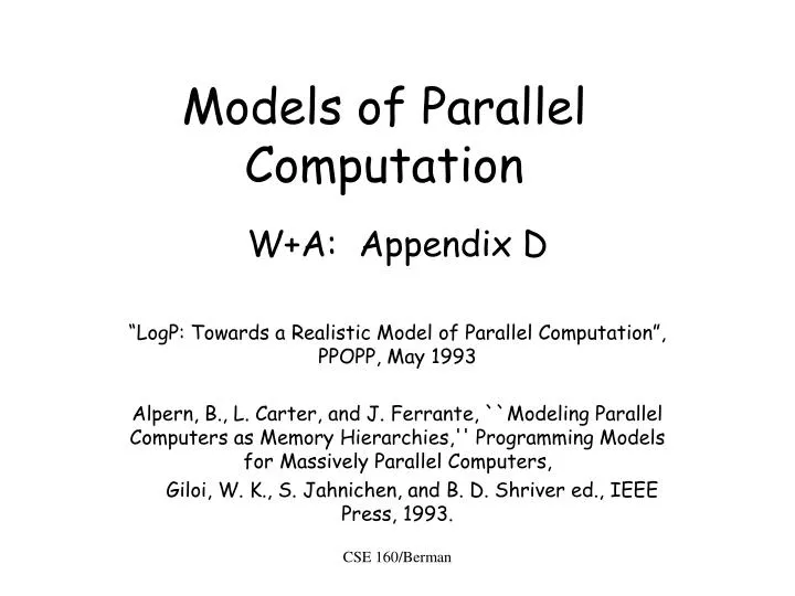 Ppt Models Of Parallel Computation Powerpoint Presentation Free Download Id 3903534
