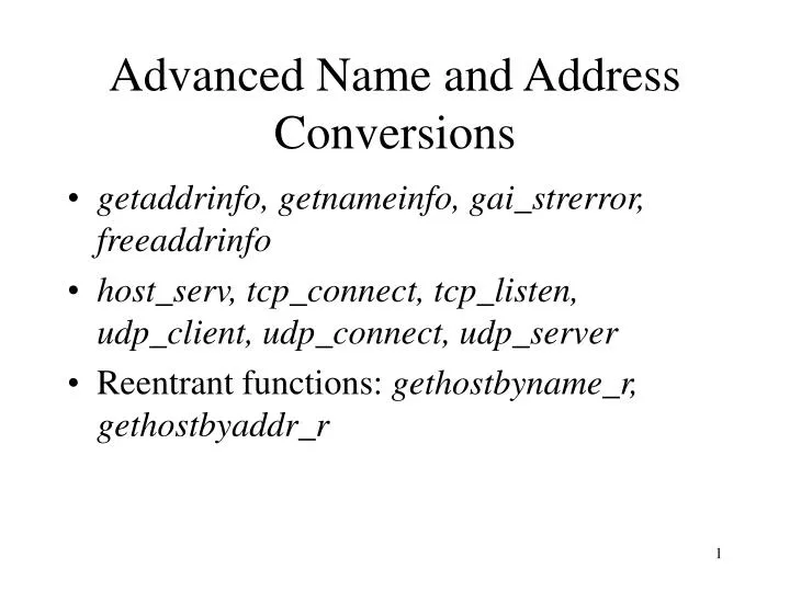 PPT - Advanced Name and Address Conversions PowerPoint Presentation ...