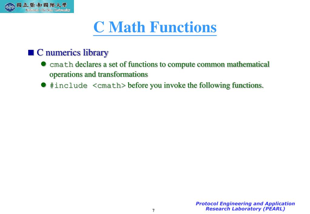 PPT MATH Functions In C Language PowerPoint Presentation Free